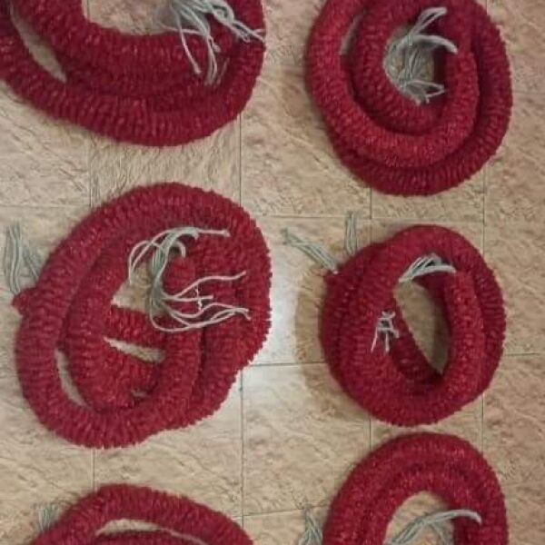 Order Red colour woolen Thread Garland from Gangaflowers shop